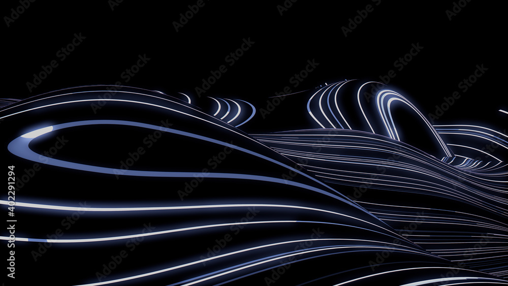 Abstract 3D Technology concept. Big Data and Artificial Intelligence ...