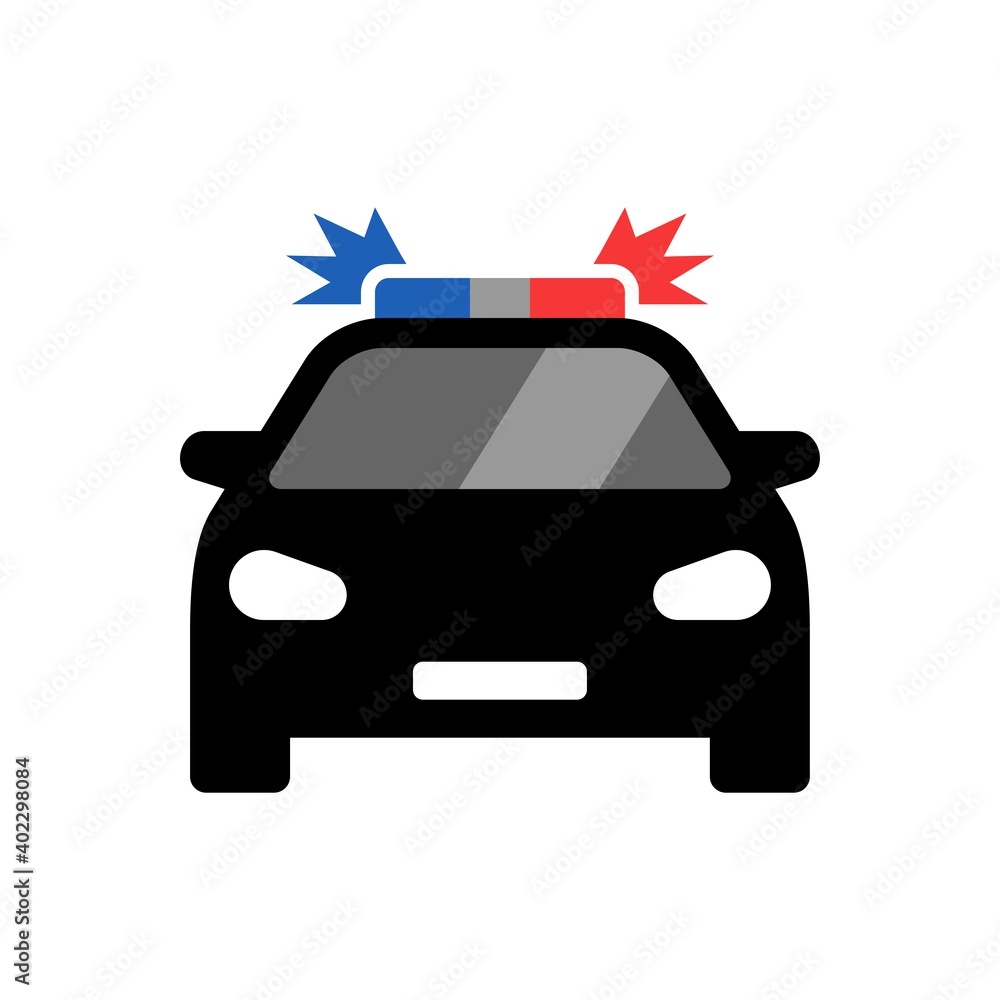 Police car icon. Vector icon isolated on white background Stock Vector ...