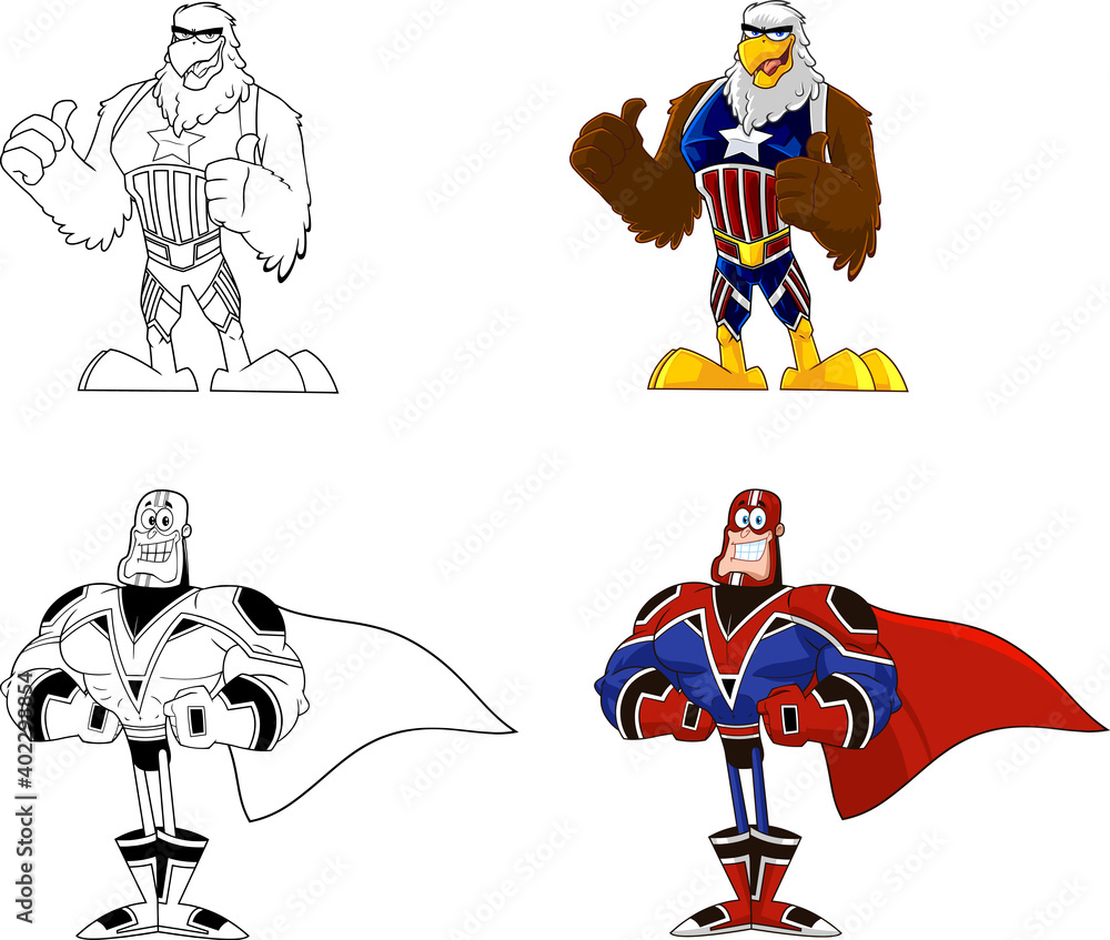 Super Hero Cartoon Characters. Vector Collection Set Isolated On White ...