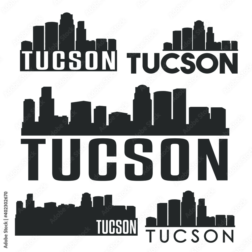Tucson Arizona USA Flat Icon Skyline Silhouette Design. City Vector Art ...