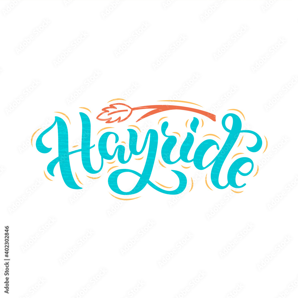 Vector illustration of hayride brush lettering for banner, leaflet ...