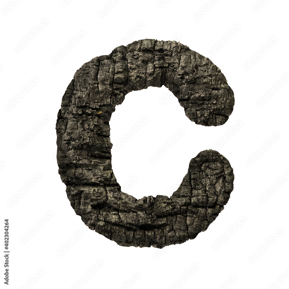 burned wood letter C - Capital 3d charcoal font - suitable for Nature ...