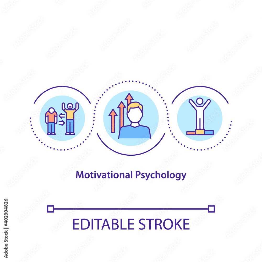 Motivational psychology concept icon. Process that initiates and ...