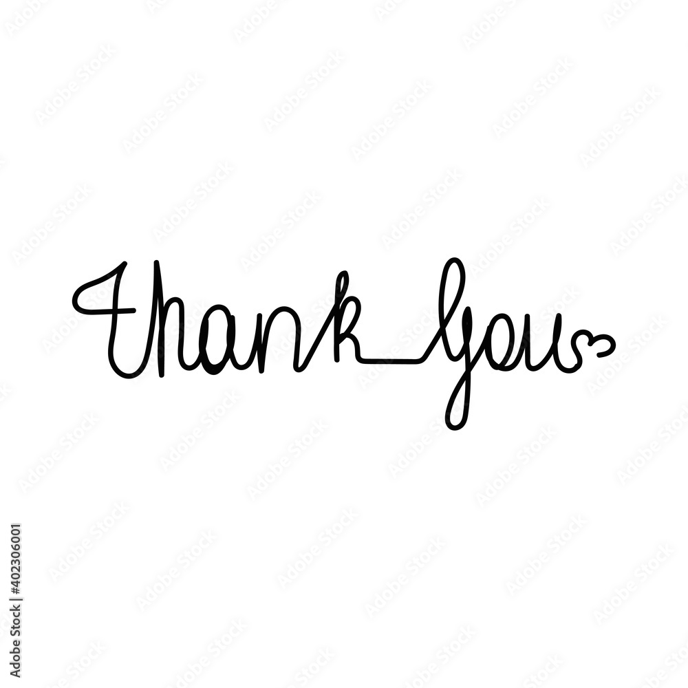 Continuous one line drawing thank you lettering handwritten. Vector ...
