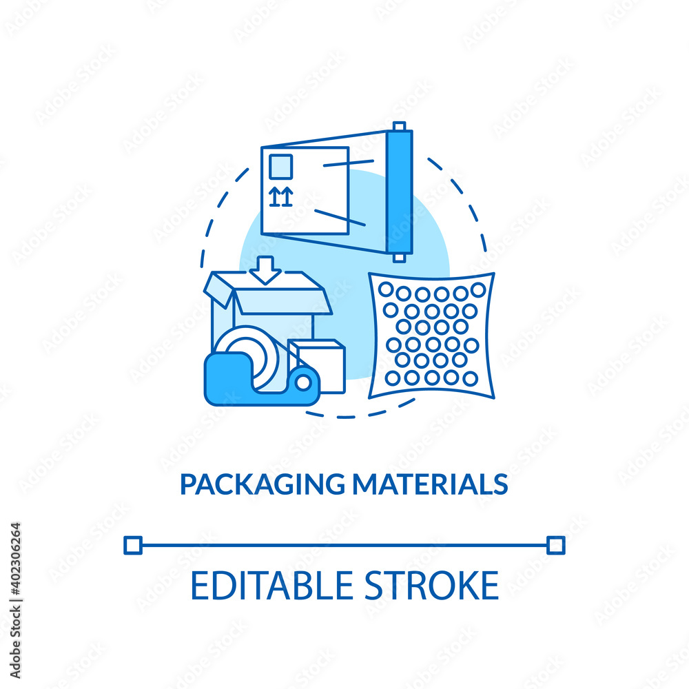 Packaging materials concept icon. Key warehouse equipment. Sending your ...