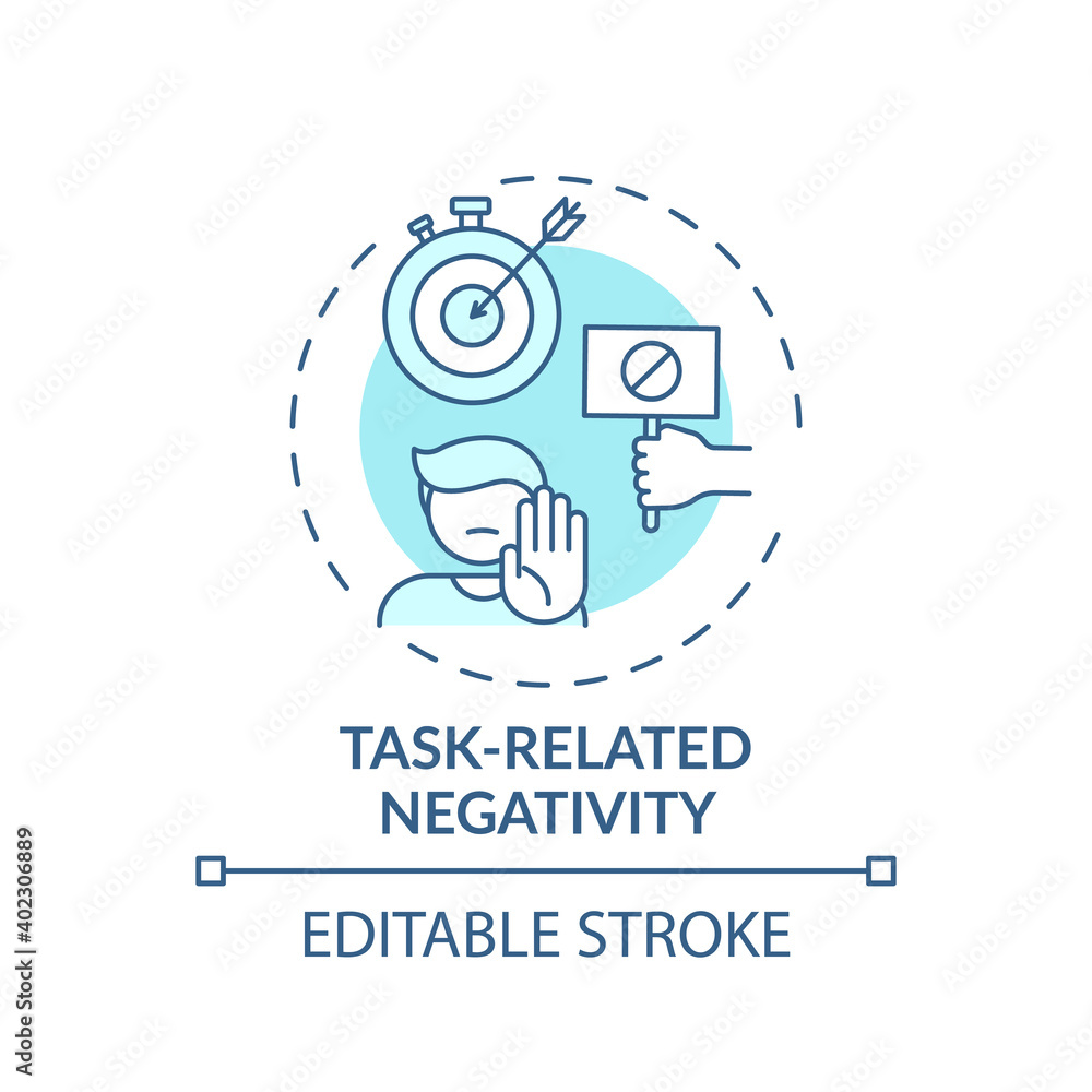 Task-related negativity concept icon. Procrastination reason idea thin ... Task-related negativity concept icon. Procrastination reason idea thin ...