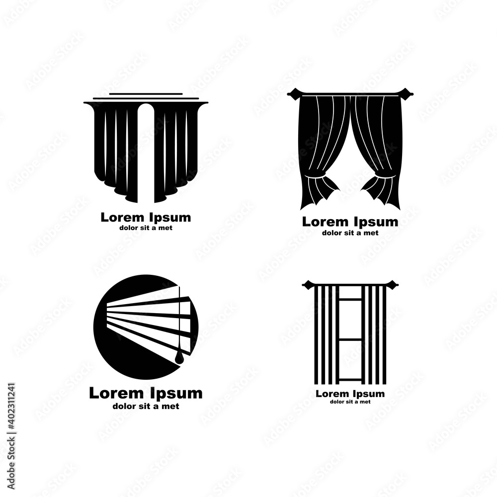 : Curtains logo icon design template Vector illustration. Stock Vector ...