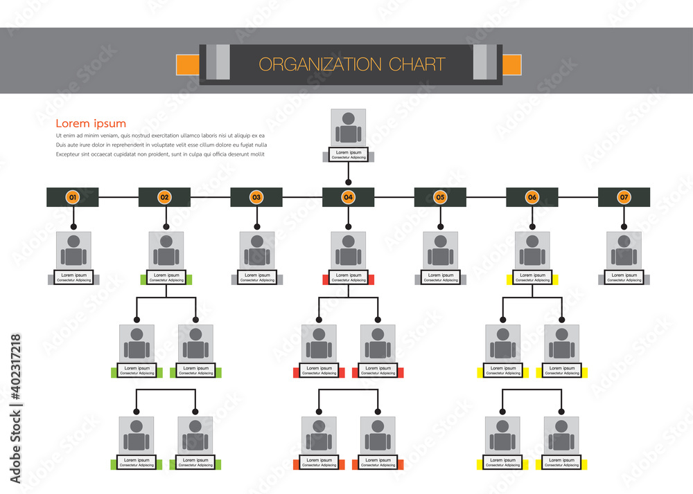 Organization Chart Infographics with People Icon and Abstract Line ...