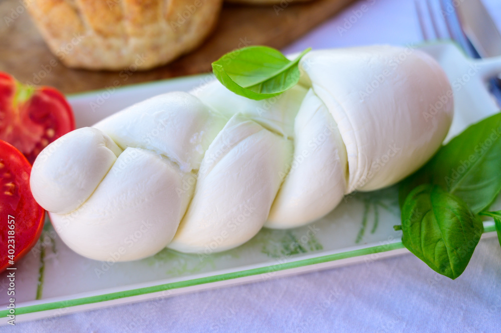 Fresh soft white italian cheese braid mozzarella buffalo made from ...