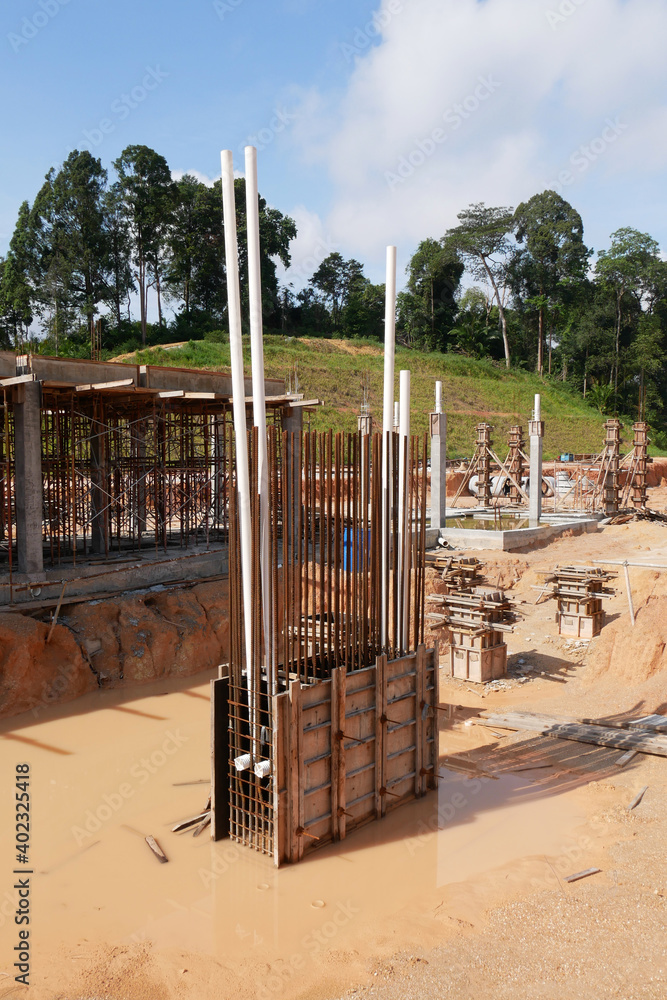 KUALA LUMPUR, MALAYSIA -SEPTEMBER 16, 2020: Building pile cap at the ...