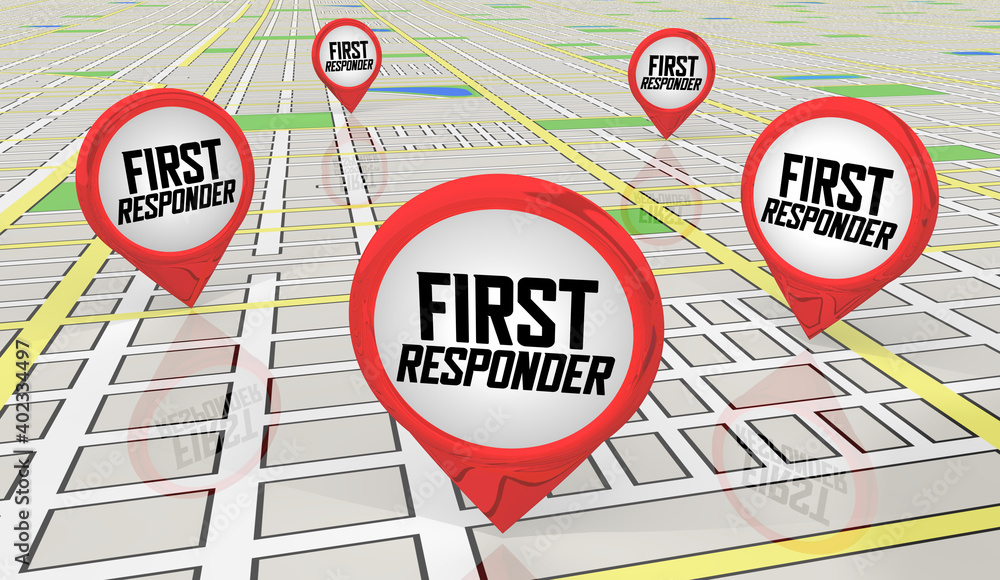 First Responders Map Pins Locations Emergency Sites Help Needed 3d ...