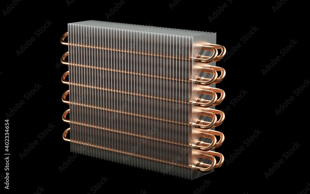 3D rendering of copper radiator 素材庫插圖 | Adobe Stock