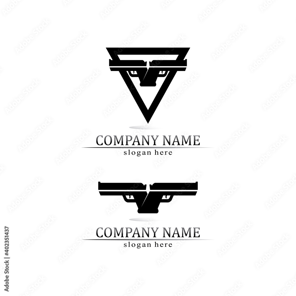 Gun logo and Army soldier sniper shot vector Design Illustration ...