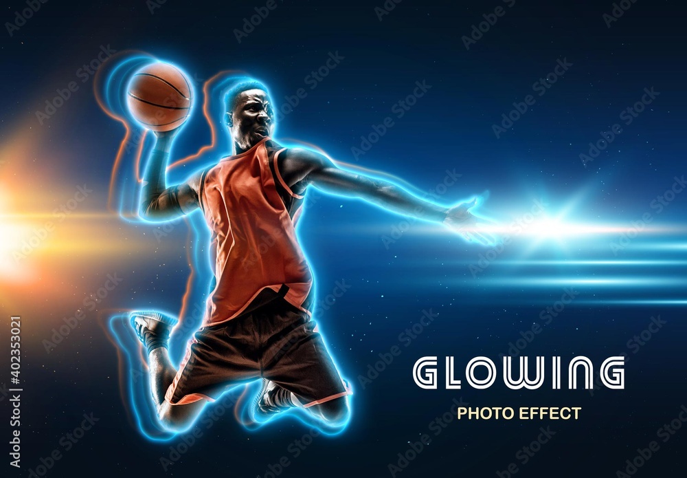 Glowing Outline Photo Effect Mockup Stock Template | Adobe Stock