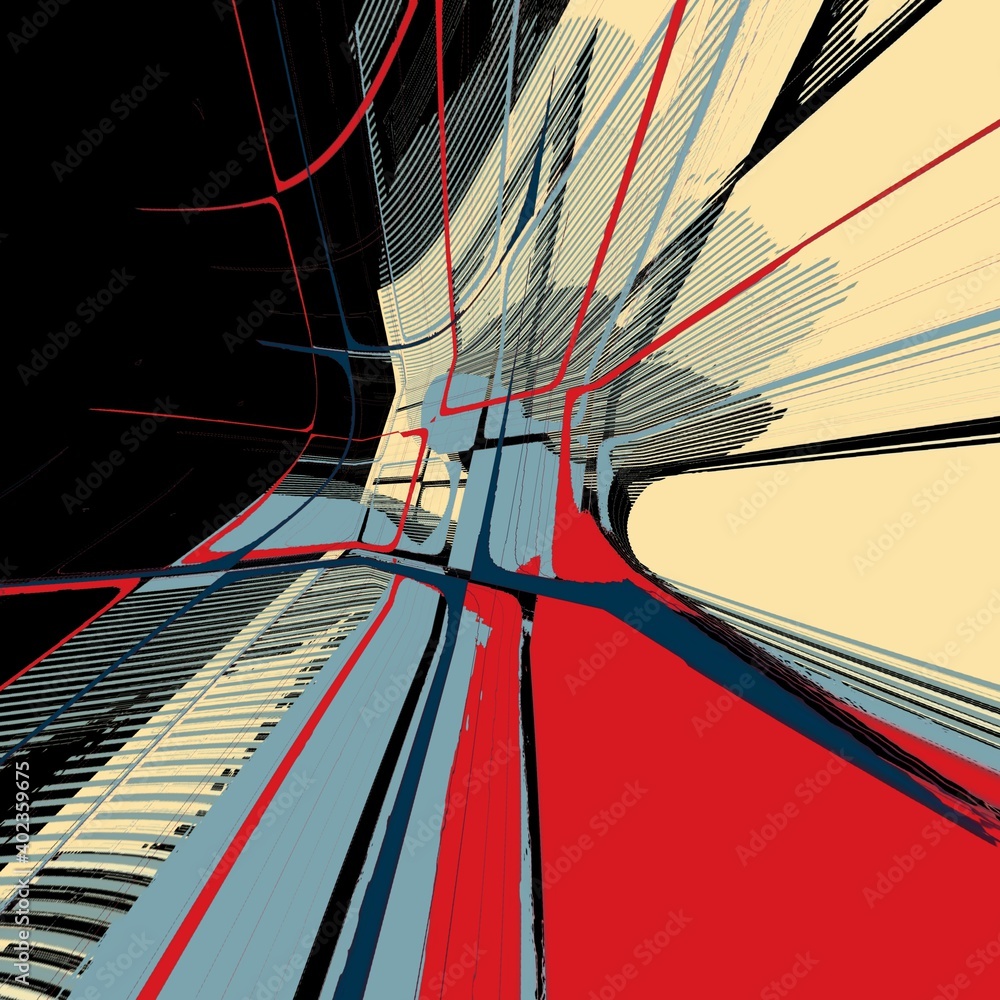 exploded surface view of art-deco retro colours grid patterns of grey ...