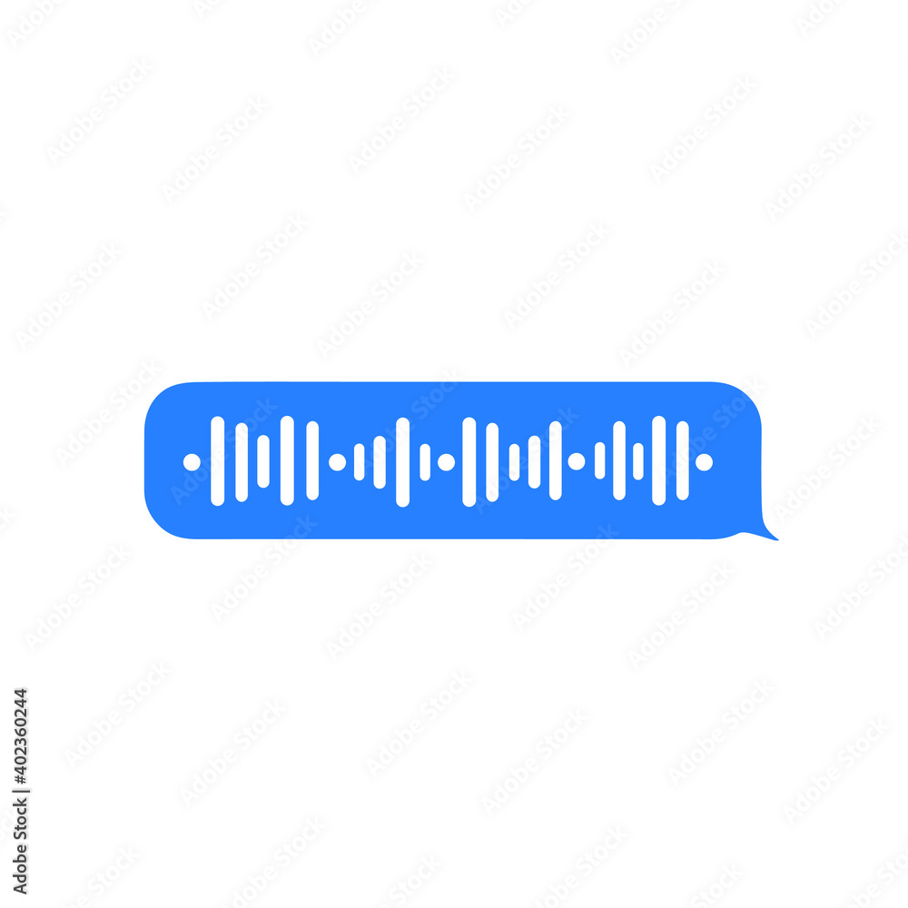Blue voice message bubble icon. Record voice message symbol vector ...