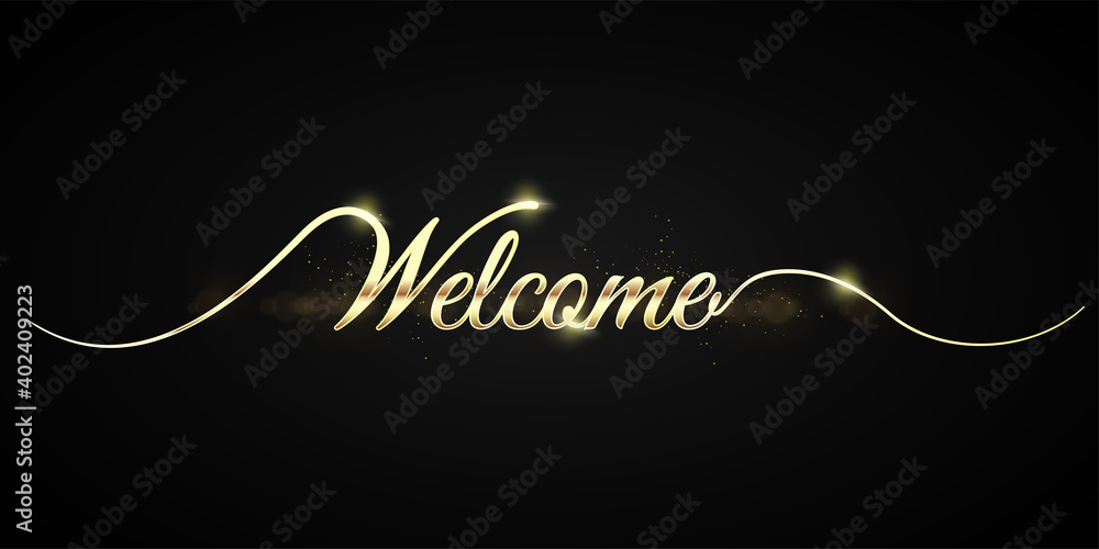 WElCOME gold letters banner, can use for, landing page, template, ui ...