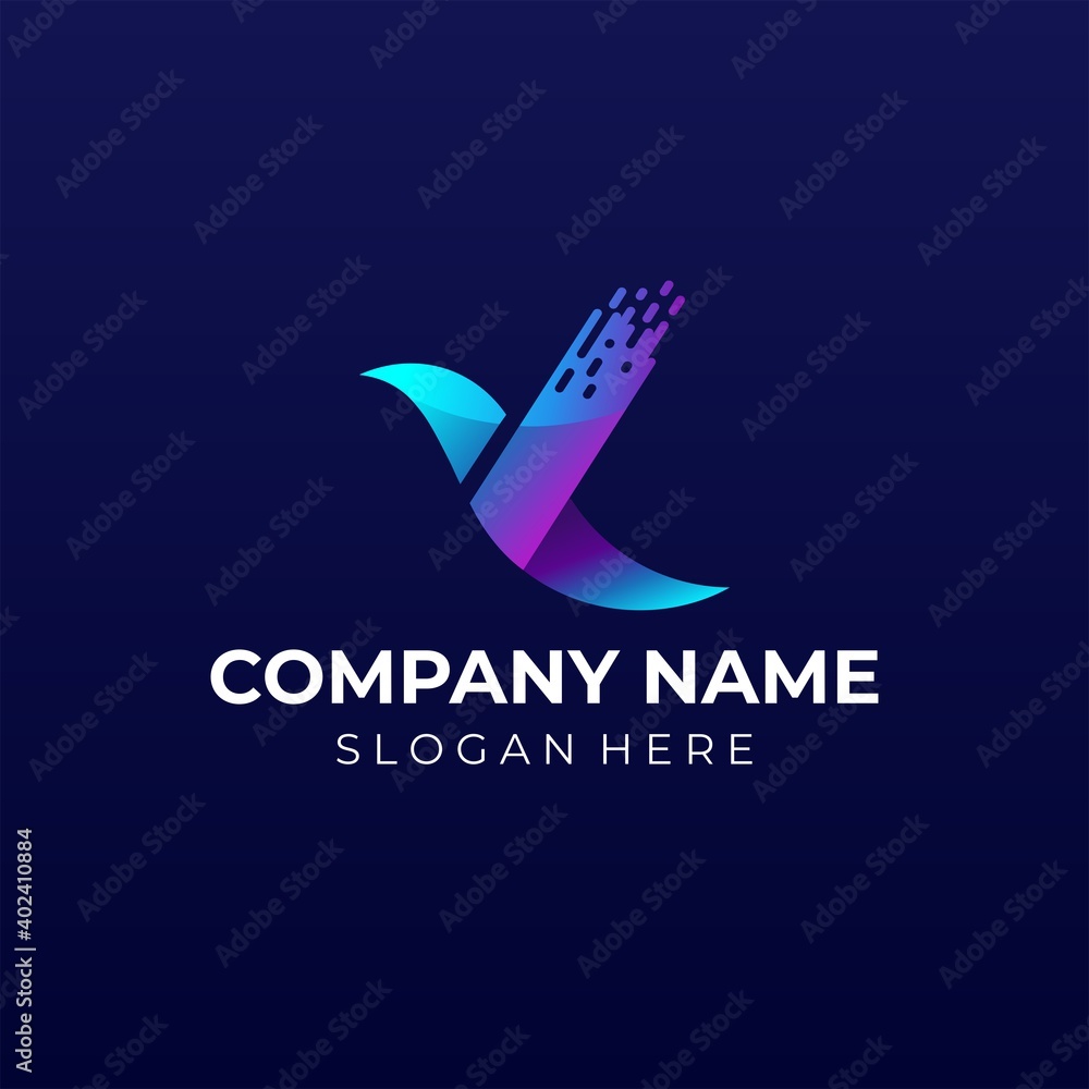 Bird network logo designs concept vector. digital bird icon logo ...