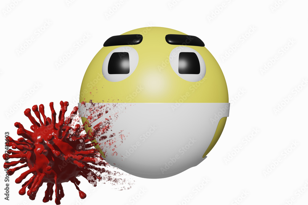 3D rendering. Yellow and face shape emoticons, showing the importance ...