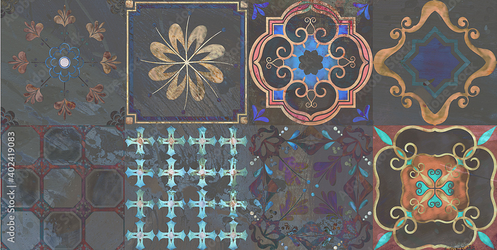 Background Wallpaper And Digital Wall Tiles Design Stock Illustration ...