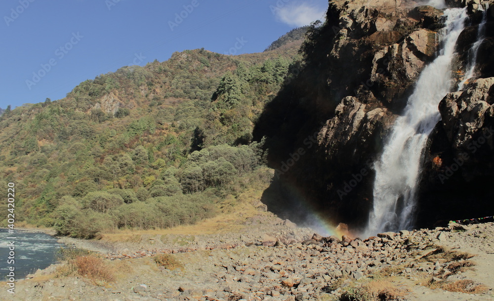 scenic view of nuranang waterfalls or jang waterfalls (bong bong falls ...