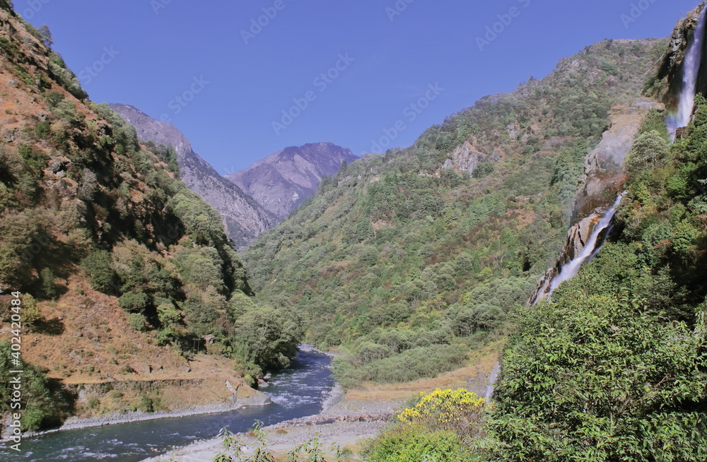 scenic view of nuranang waterfalls or jang waterfalls (bong bong falls ...