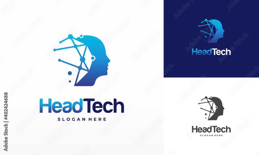 Head Tech logo, Pixel Head logo concept vector, Robotic Technology Logo ...