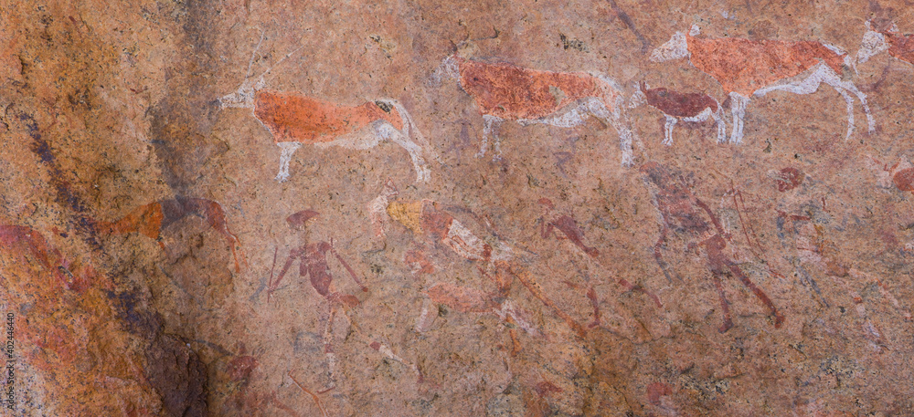 Pinturas rupestres en las Montañas Branberg, Desierto del Namib ...