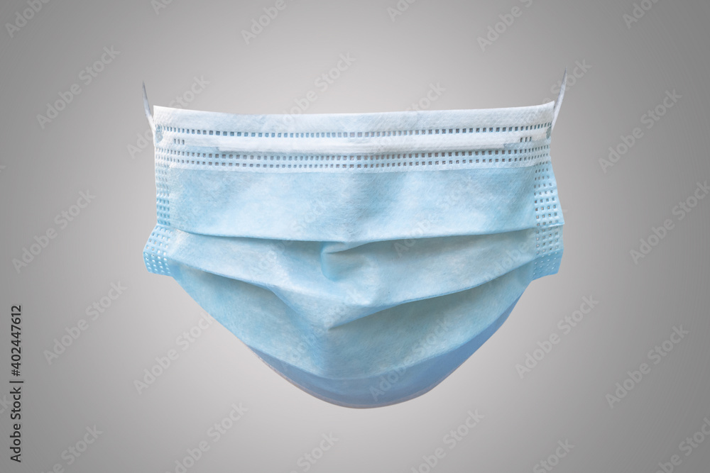 Medical face mask isolated with clipping path on grey background (front ...