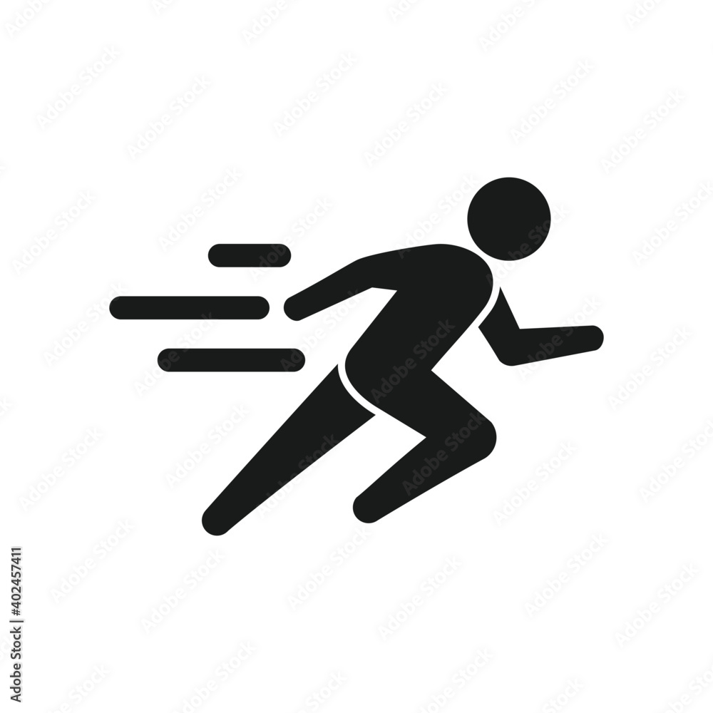 fast running man icon isolated on white background. People symbol ...