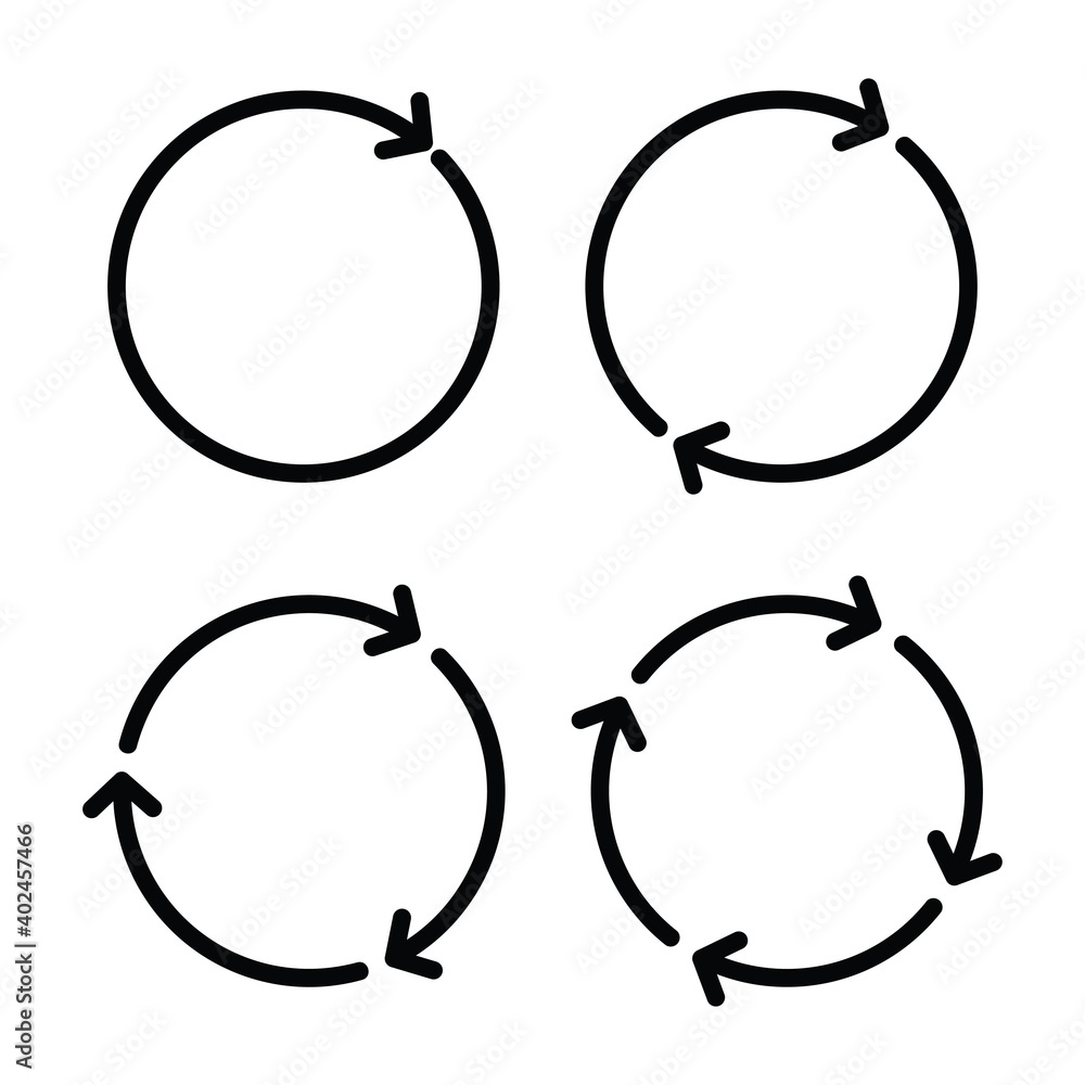 Set of circle arrows rotating icon, Round reload, Refresh, recycle ...