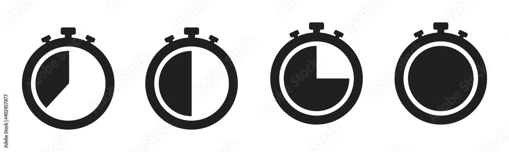 Timers icon set on white background. Stopwatch symbol. countdown clock ...