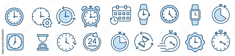 time clocks icons in thin line style. vector illustration Stock Vector ...