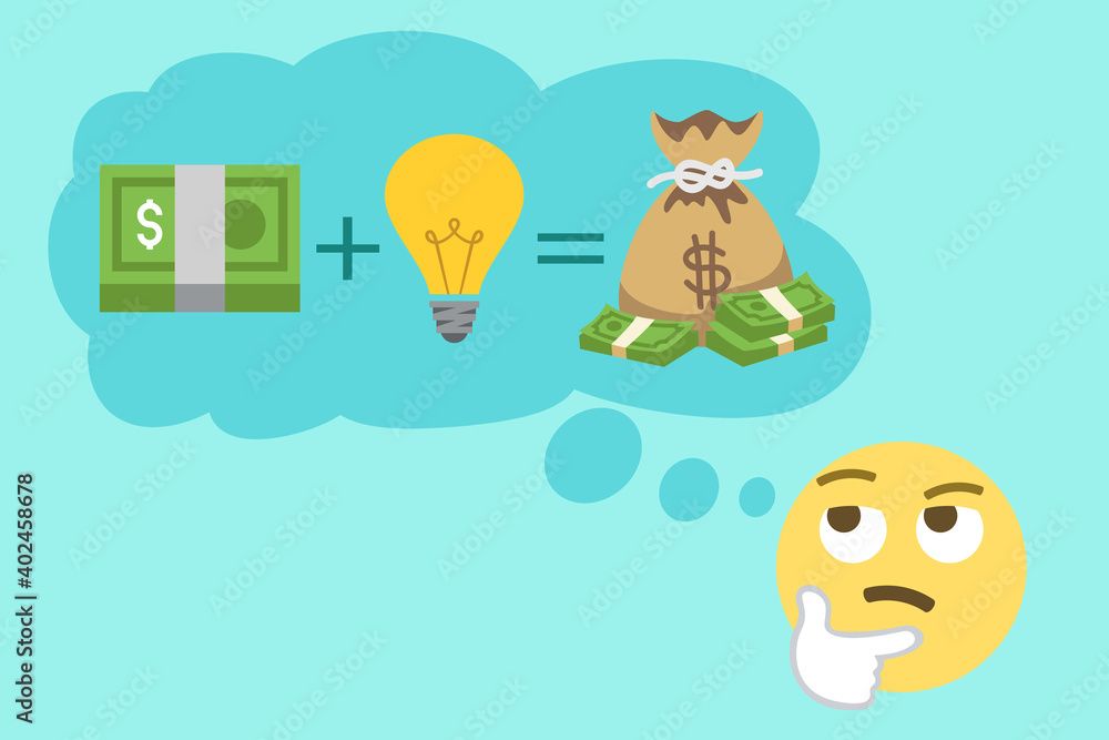 investment and idea concept with bundle of dollar banknote,light bulb ...
