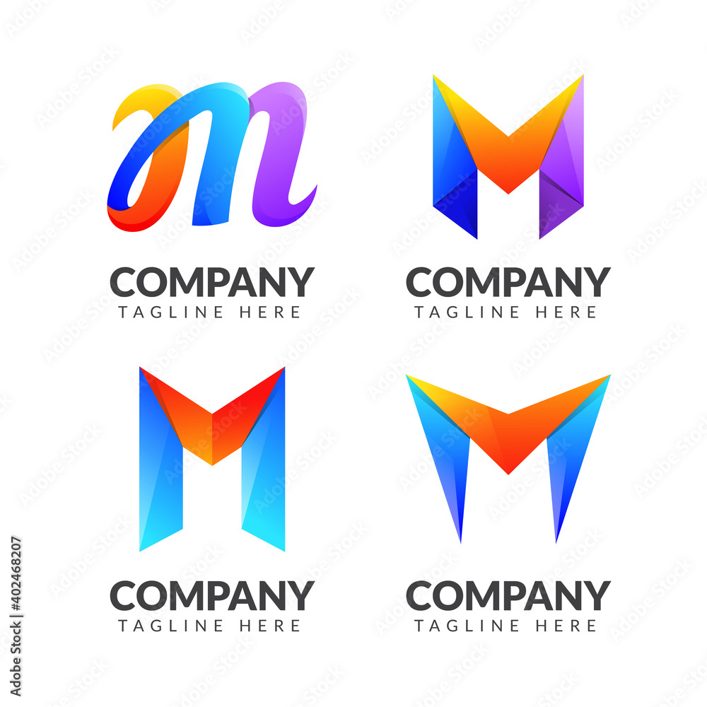Set of letter M logo collection with colorful concept for business ...