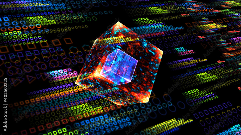 Quantum computer core futuristic technology digital layer dimension ...