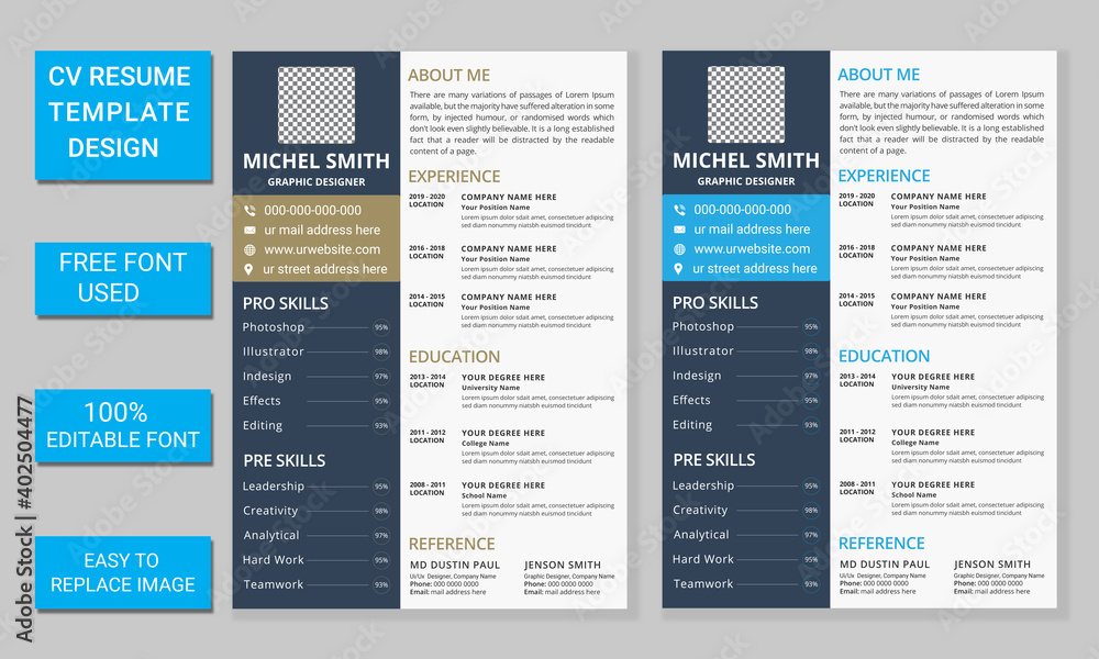 Curriculum vitae clean and professional job cv resume template design ...