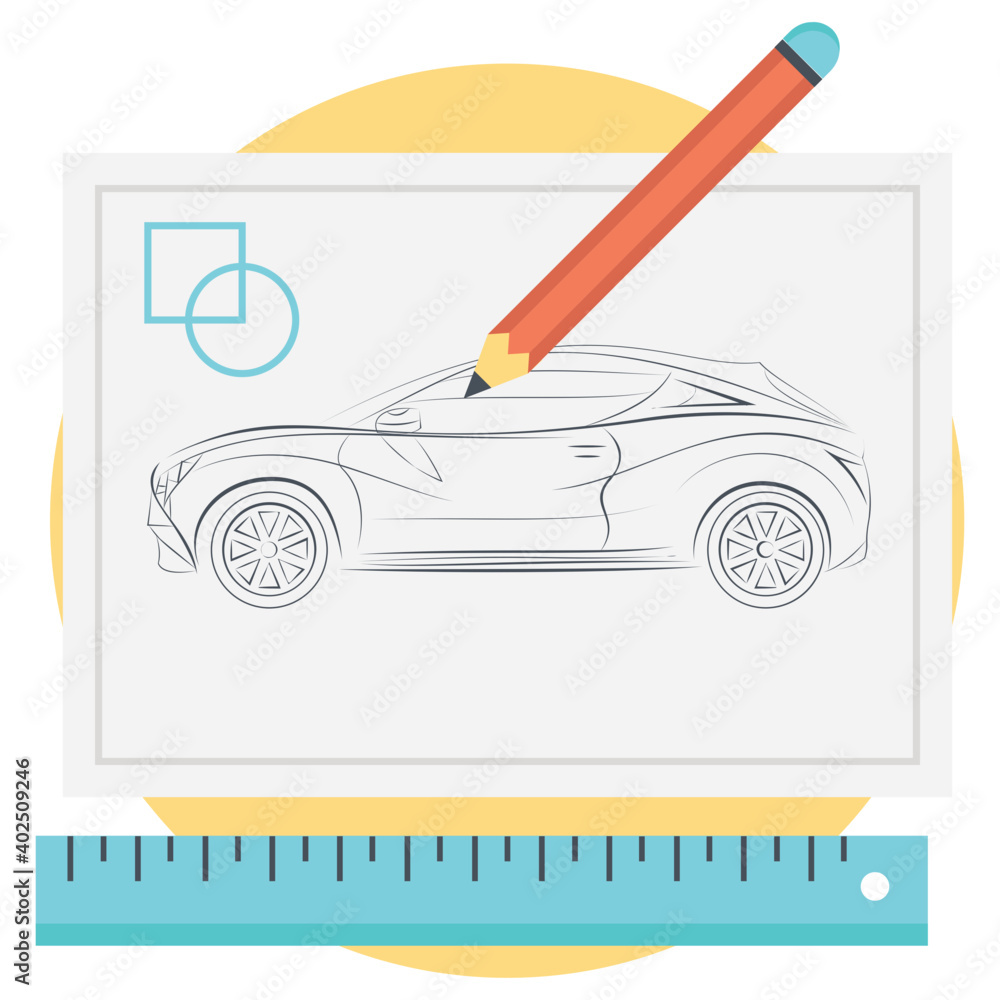 Engineering blueprint of the car. Vector illustration of mechanical ...