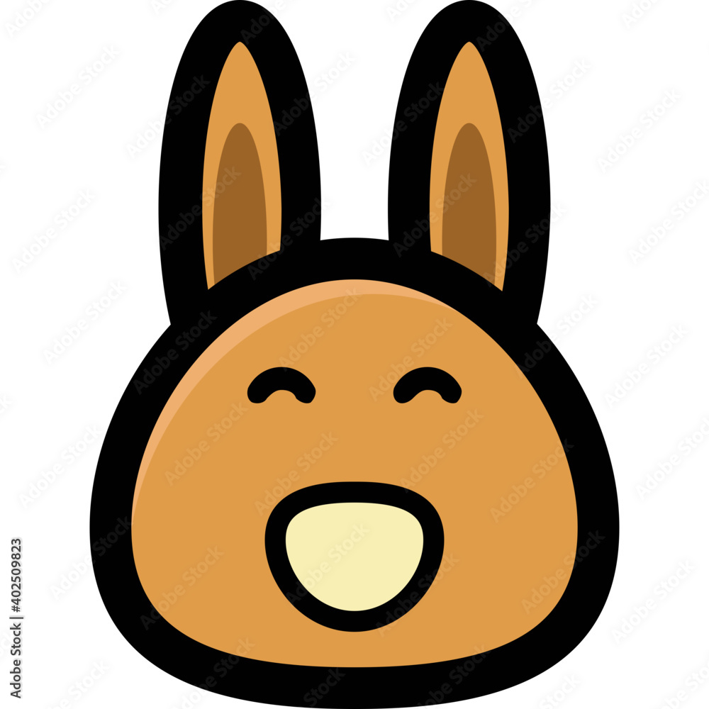 Cartoon illustration of bunny face. Cute crazy and happy bunny face ...