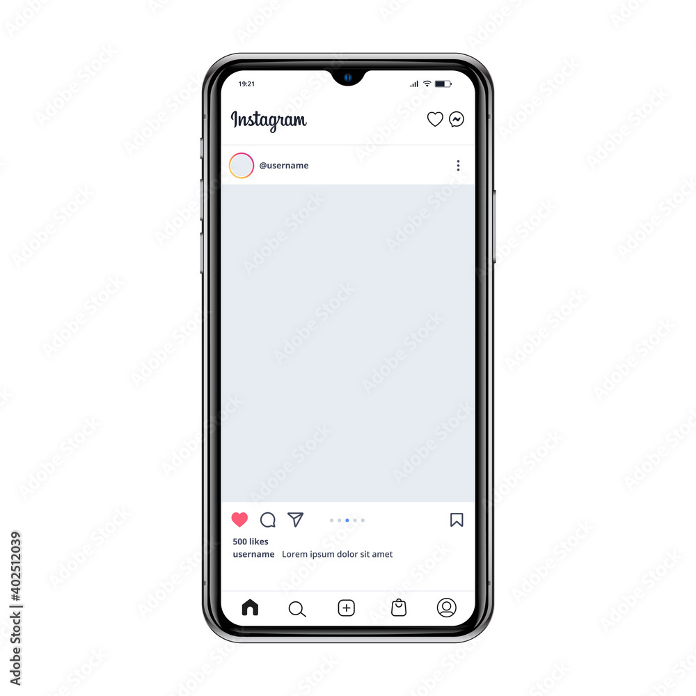 Instagram post template on Smartphone vector illustration. Perfect ...