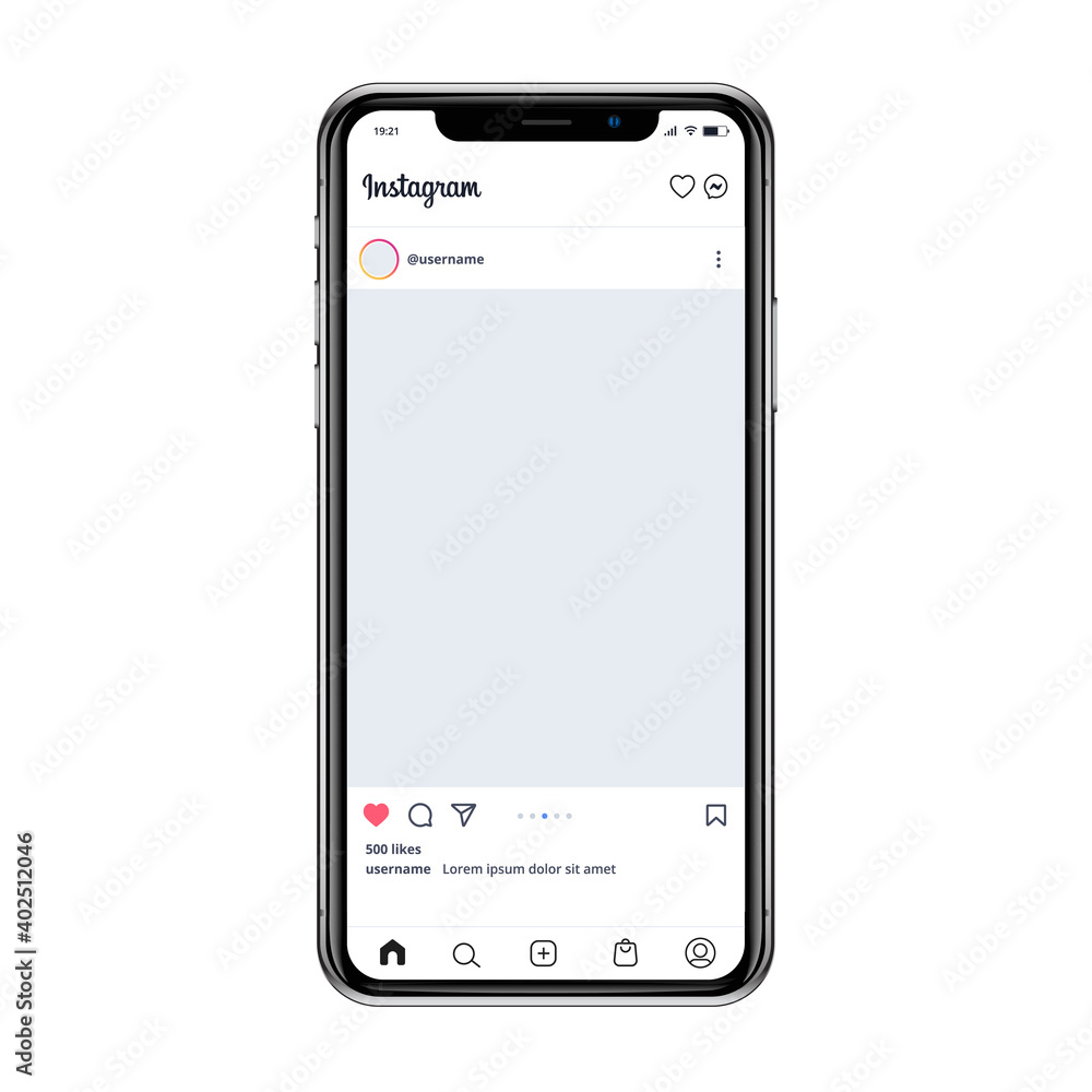Instagram post template on Smartphone vector illustration. Perfect ...