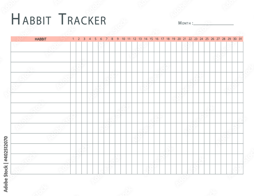 Bullet Journal Habit Tracker PRINTABLE Stock Vector | Adobe Stock