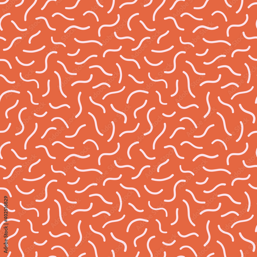 Abstract squiggle pattern background in orange and white. Fun modern ...