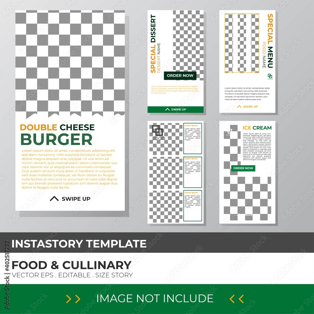 Set of editable food promotion social media post design template, and ...