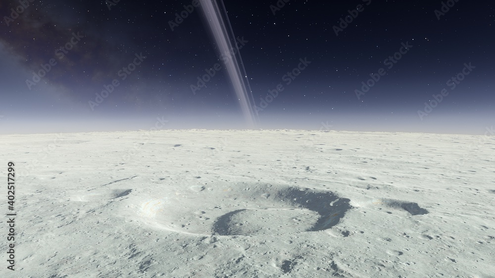 realistic surface of an alien planet, view from the surface of an exo ...