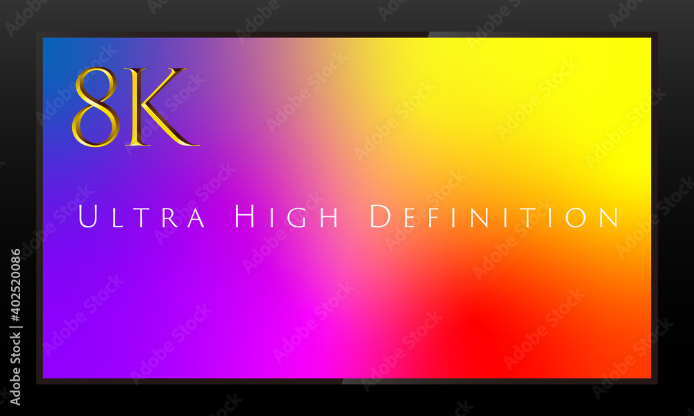 8k ultra high definition monitor. vector illustration for presentation ...