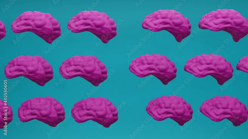 concept human brain internal cerebrum organ model animated background ...