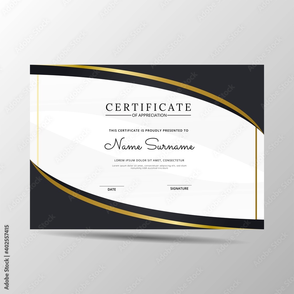 elegant black and gold diploma certificate template. Use for print ...