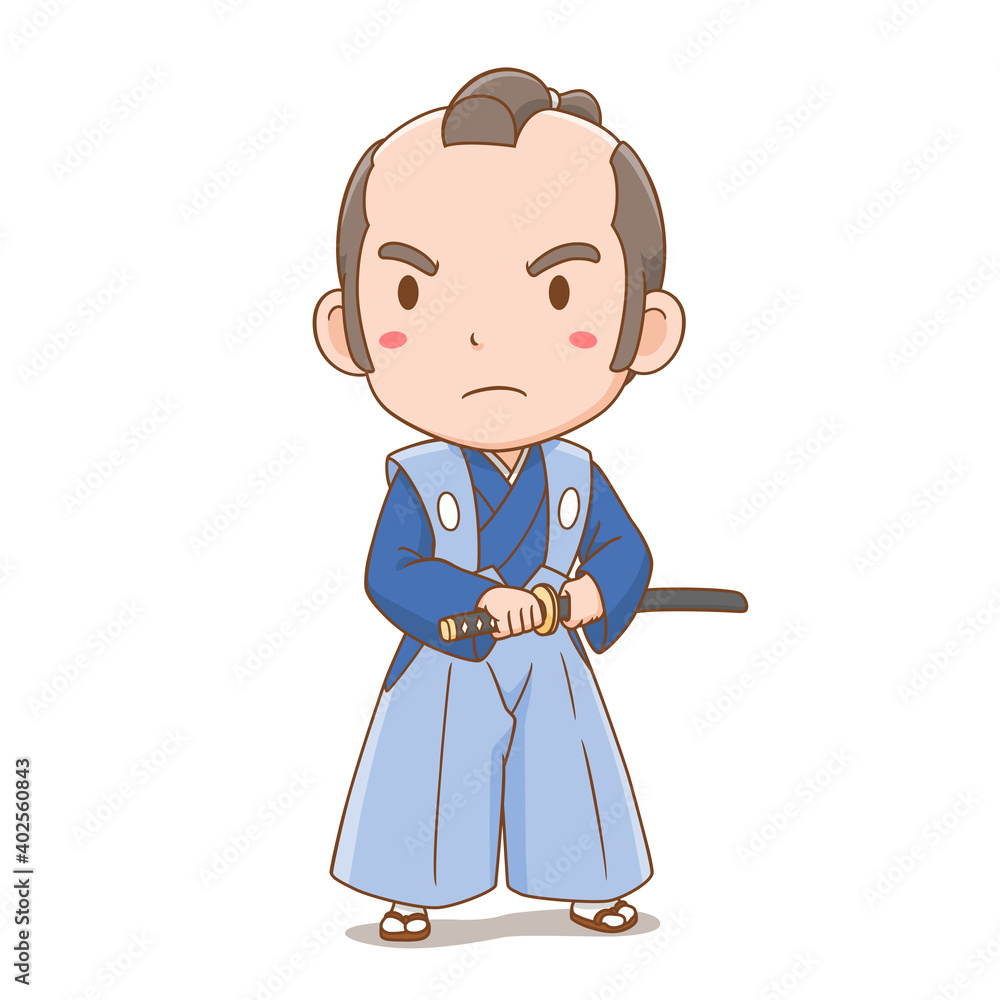 Cartoon character of cute Japanese samurai boy. Stock Vector | Adobe Stock