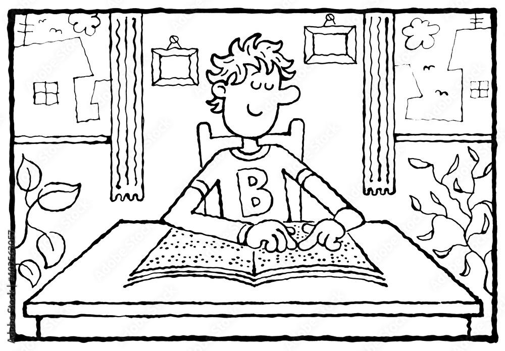 Blind boy reading book written in Braille, World Braille Day, January 4 ...